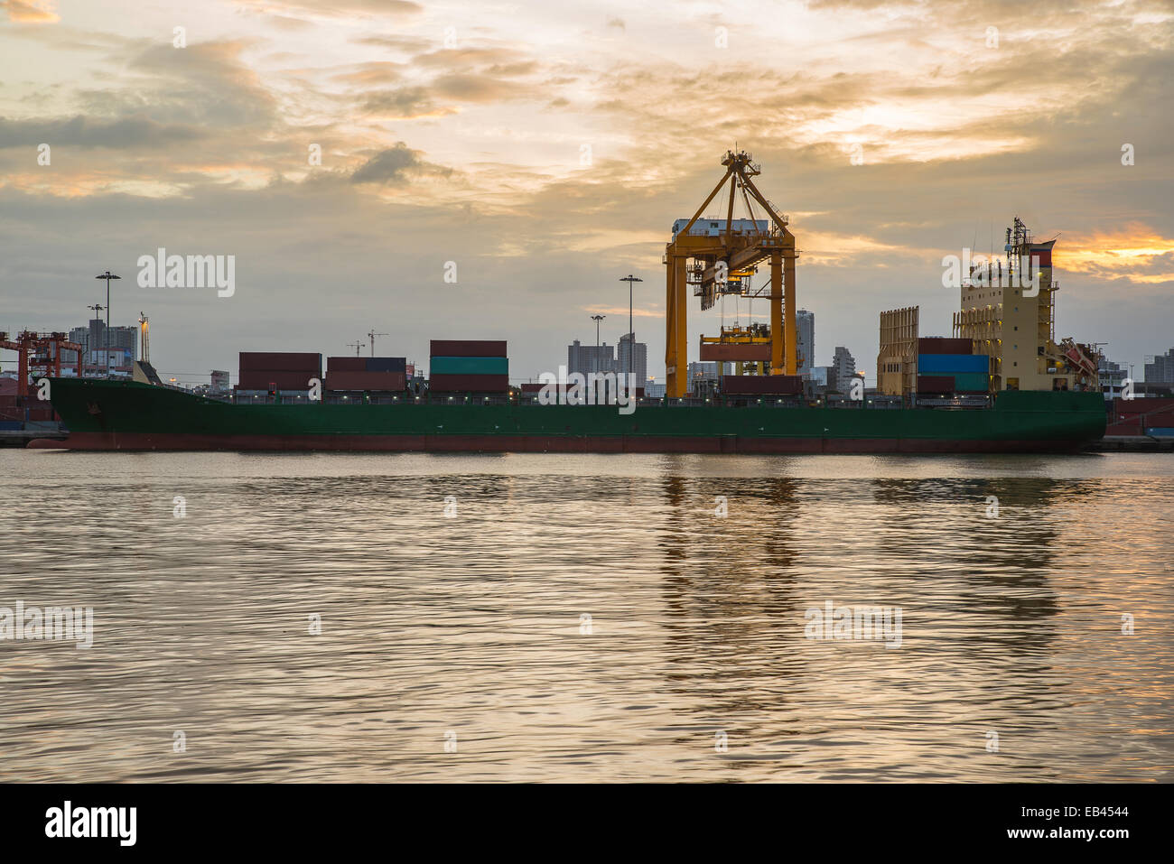 Container Cargo freight ship working crane bridge in dock Stock Photo ...