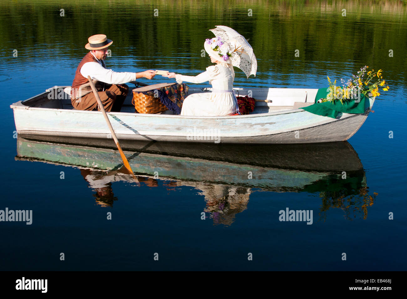 Victorian couple in a rowboat hi-res stock photography and images - Alamy