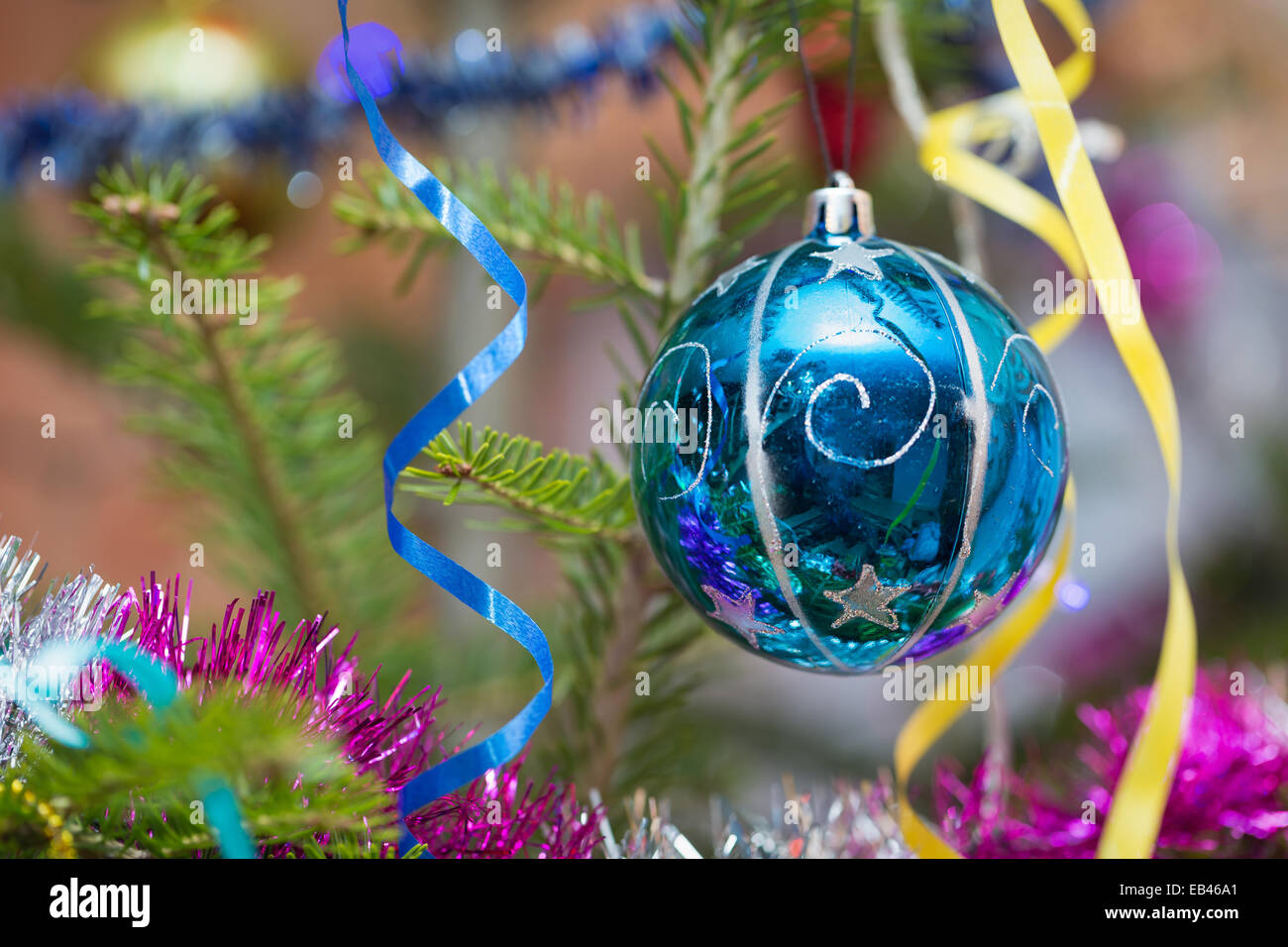 Christmas ball on a branch tree party holiday Stock Photo - Alamy