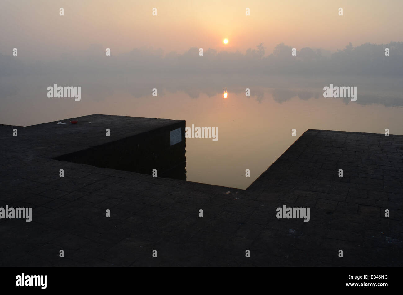 Morning at Segaran pool in the village of Trowulan. An area of ??6.5 ...