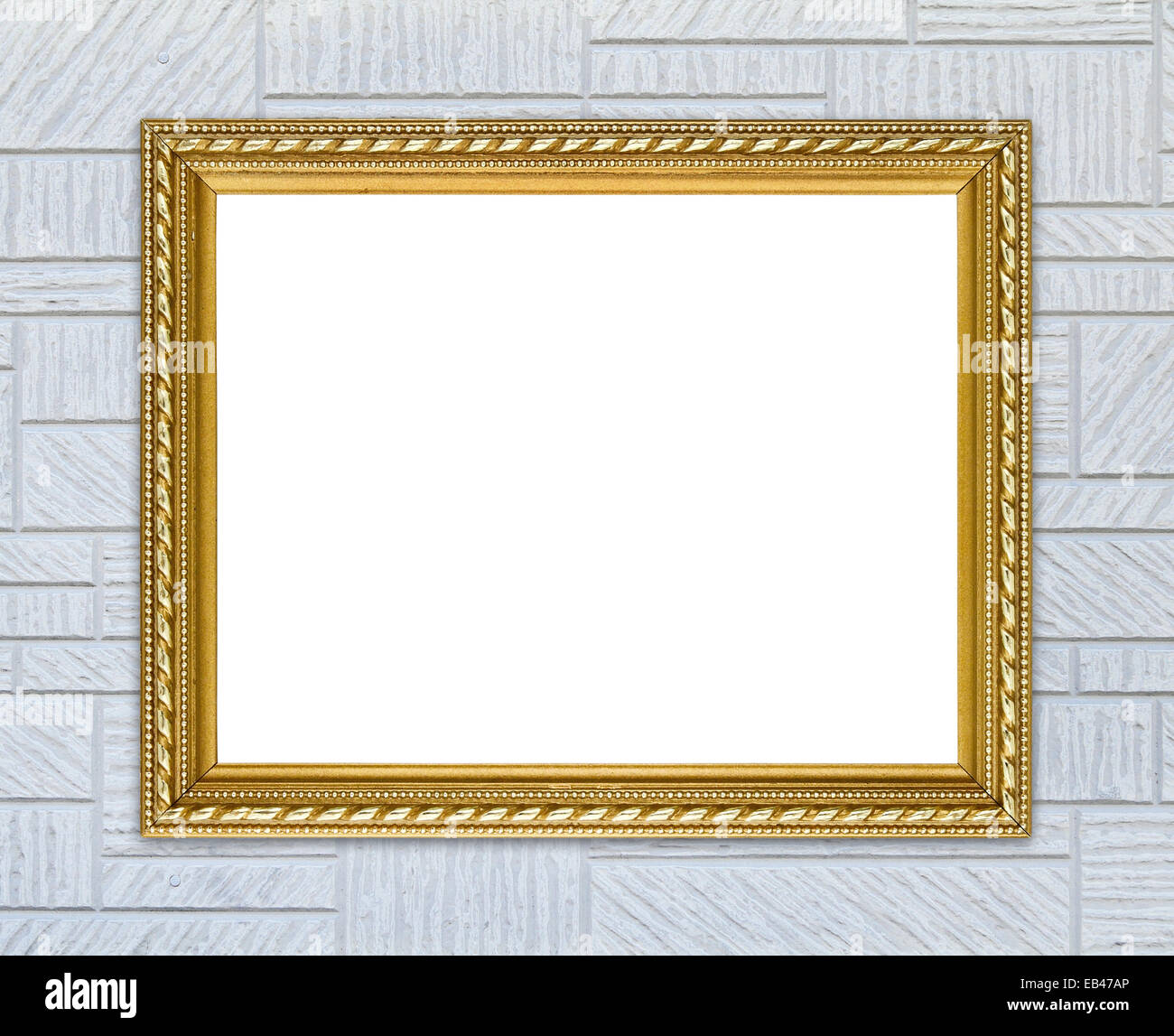 blank golden frame on modern wall background Stock Photo - Alamy