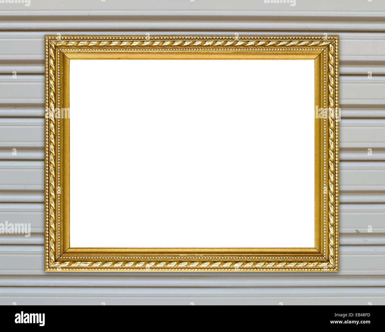 blank golden frame on metal wall background Stock Photo - Alamy