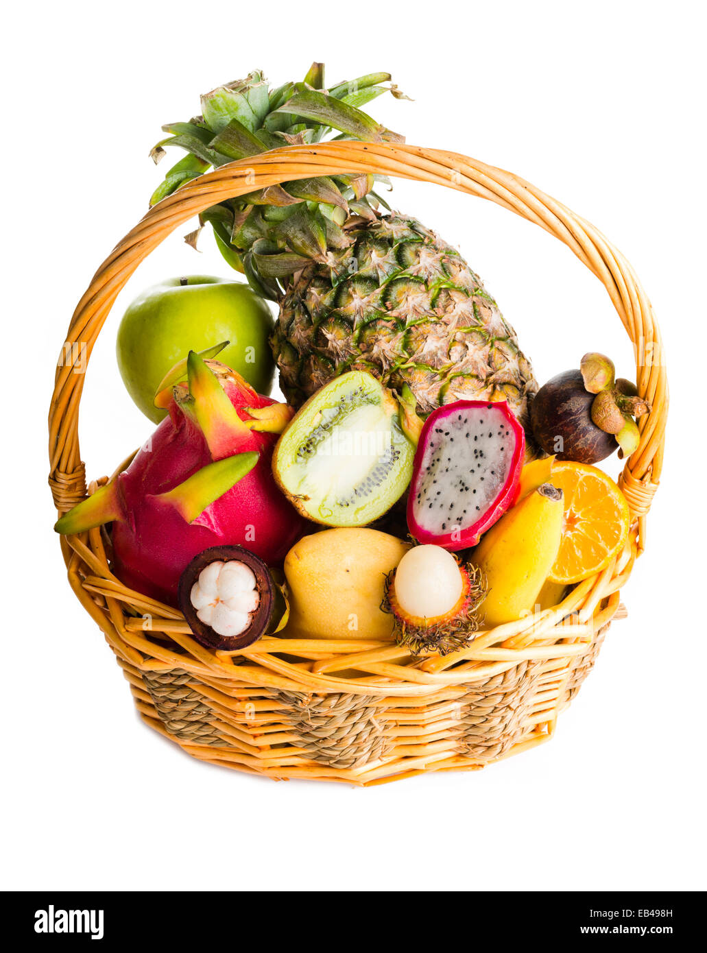 Composition of exotic fruits isolated on white Stock Photo - Alamy