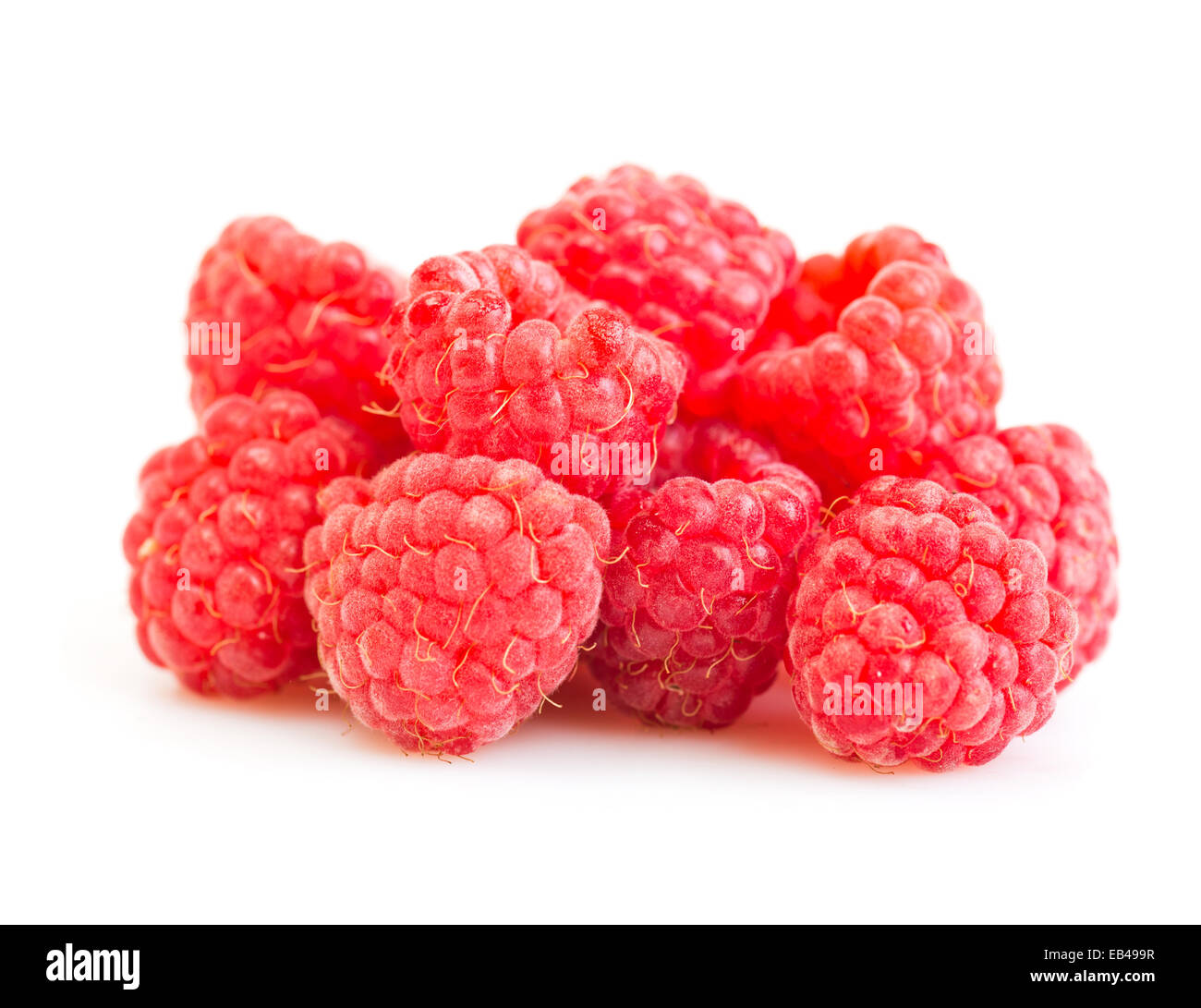 ripe red raspberry isolated on white background Stock Photo - Alamy