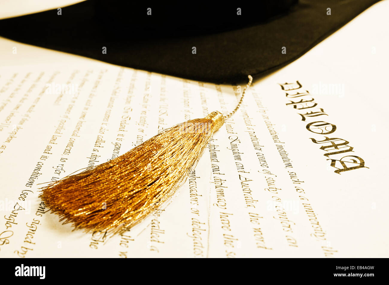 Graduation hat and Diploma Stock Photo - Alamy