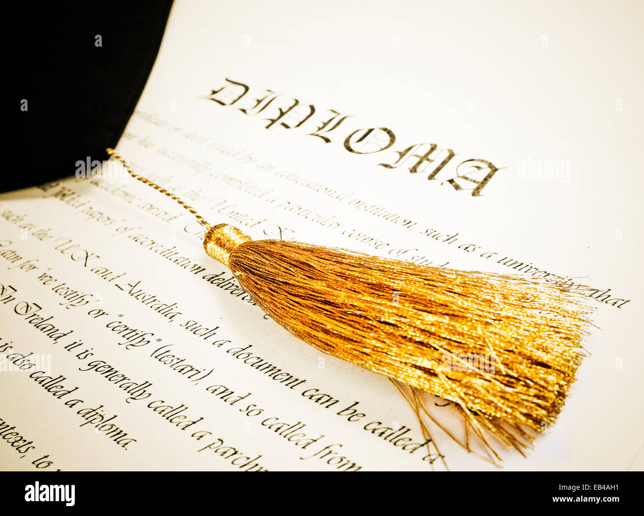 Graduation hat and Diploma Stock Photo - Alamy