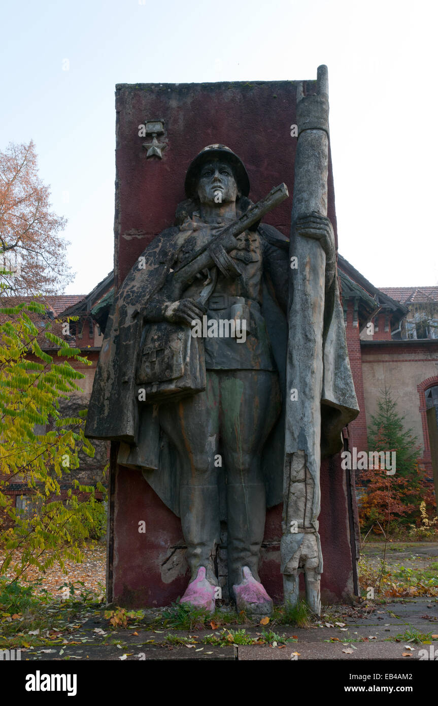 Soviet statue of stretcher bearer, Beelitz Heilstaetten former TB ...