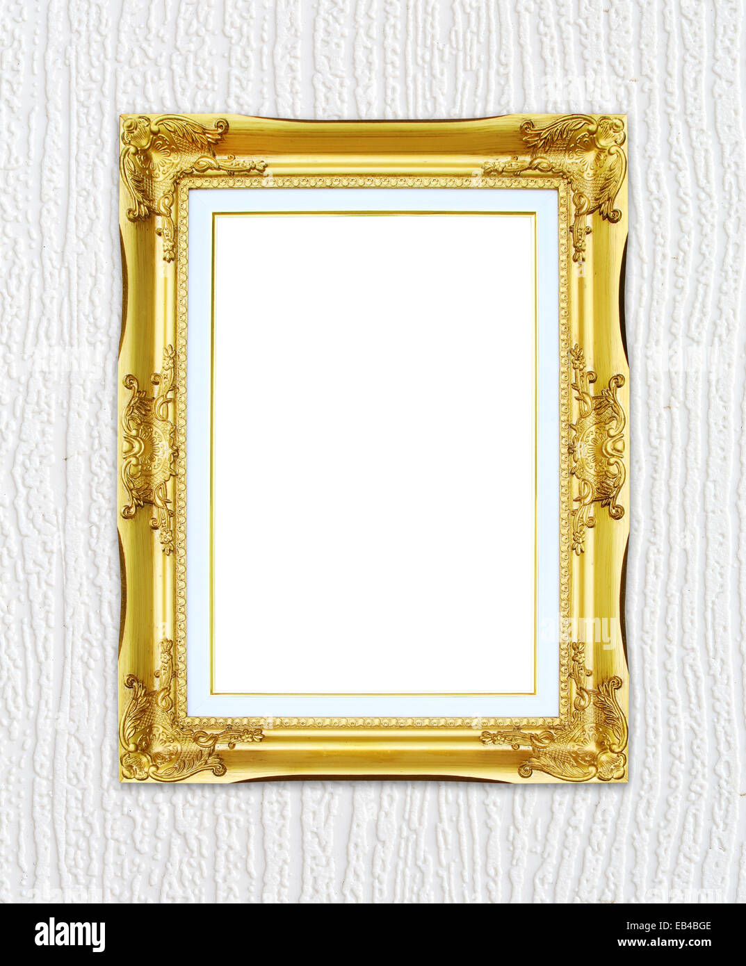 blank golden frame on wood wall background Stock Photo - Alamy