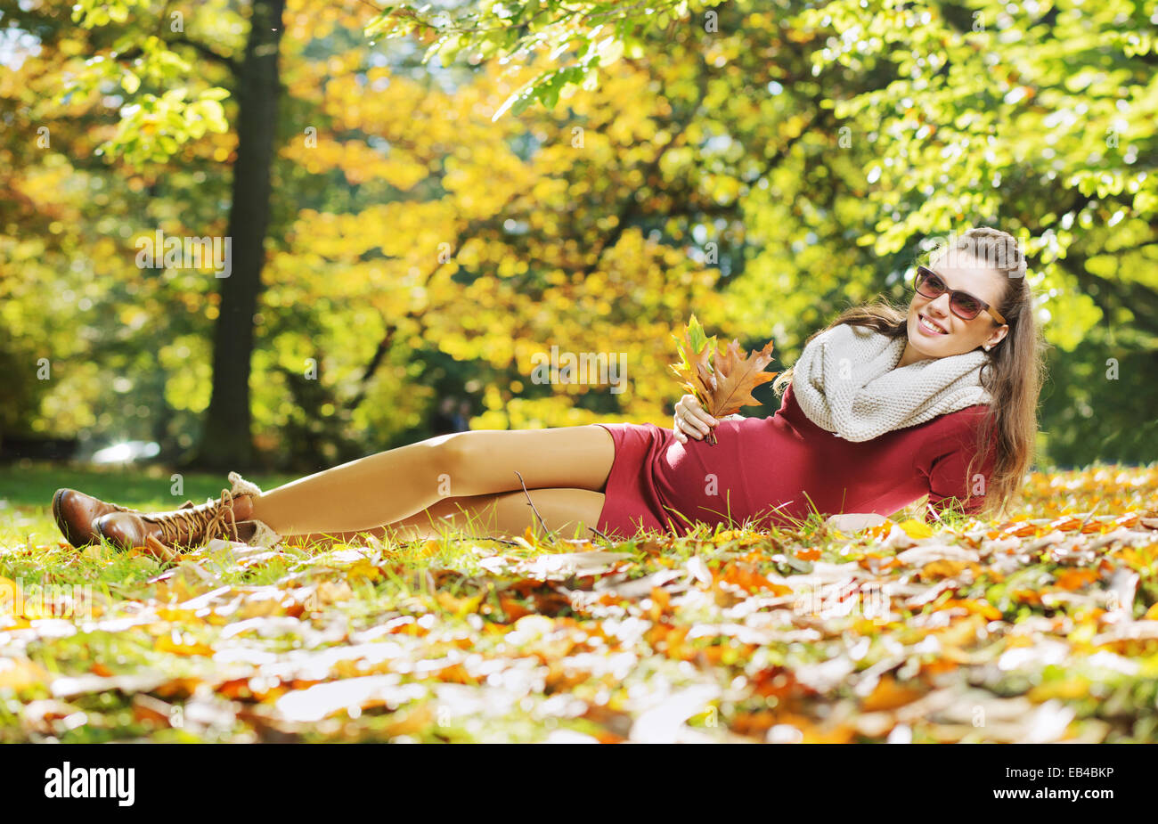 Beautiful woman enjoying sunny autumn hi-res stock photography and ...