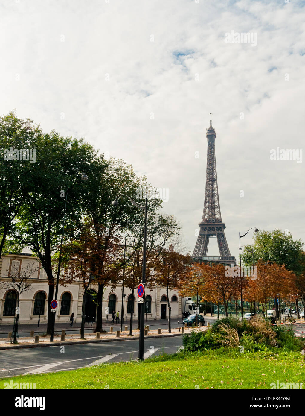 Eiffel tower view from the street of Paris Stock Photo - Alamy
