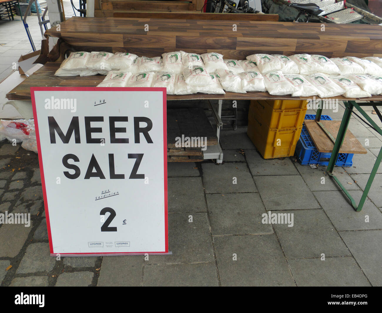 Sea Salt Grocery Vendor Viktualienmarkt open air market Munich Germany ...