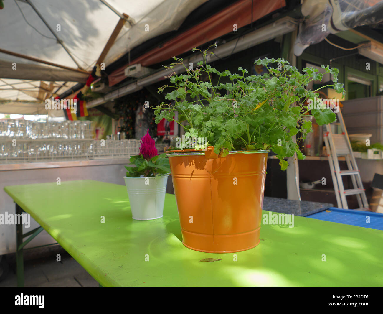 Fruit juice vendor Viktualienmarkt open air market Munich Germany ...