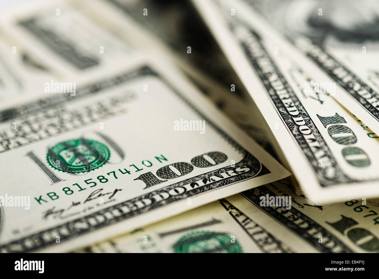Stack of one hundred dollar bills close-up. (shallow DOF Stock Photo ...