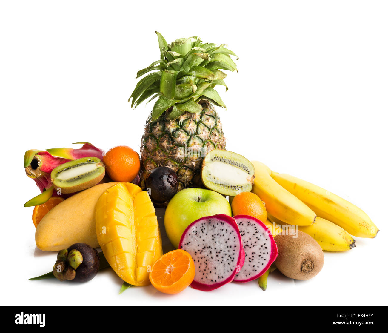Composition of exotic fruits isolated on white Stock Photo - Alamy