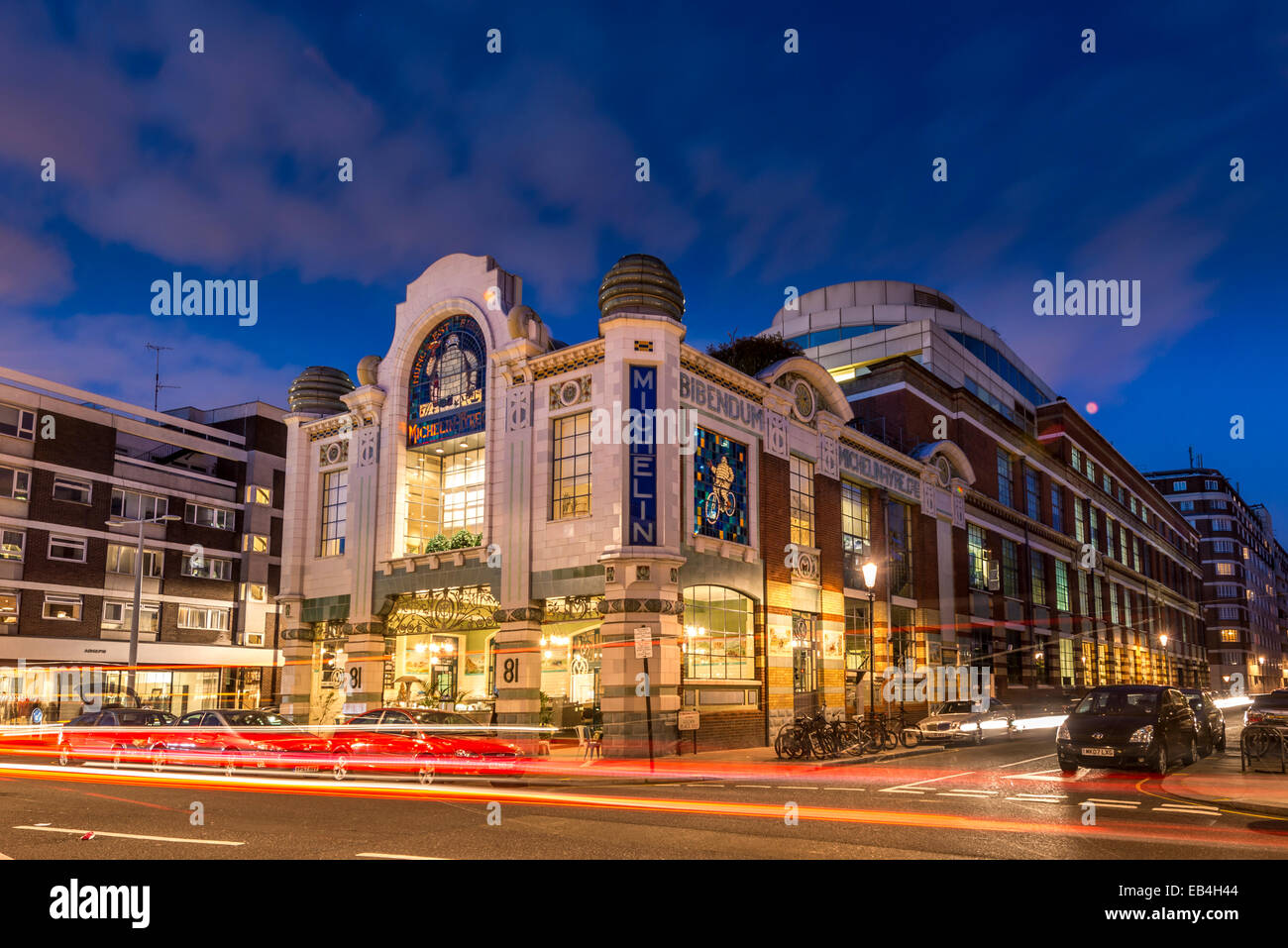 Shown at night, Michelin House 81 Fulham Road, Chelsea is an Art ...