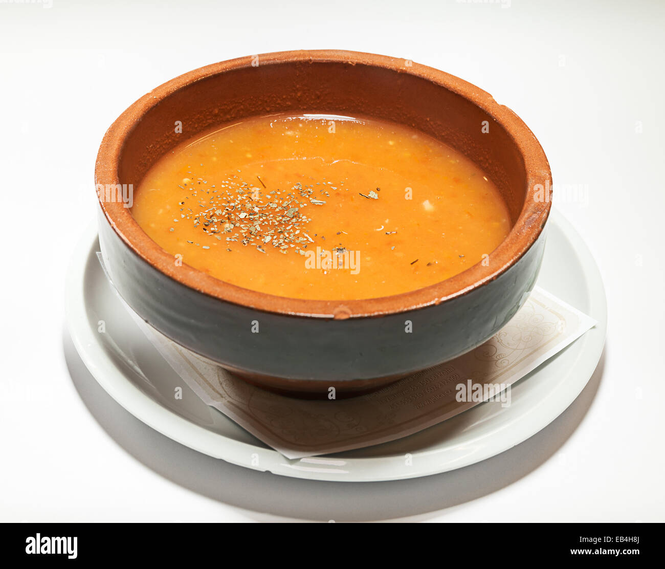 Traditional Serbian soup served in vintage retro dish Stock Photo - Alamy