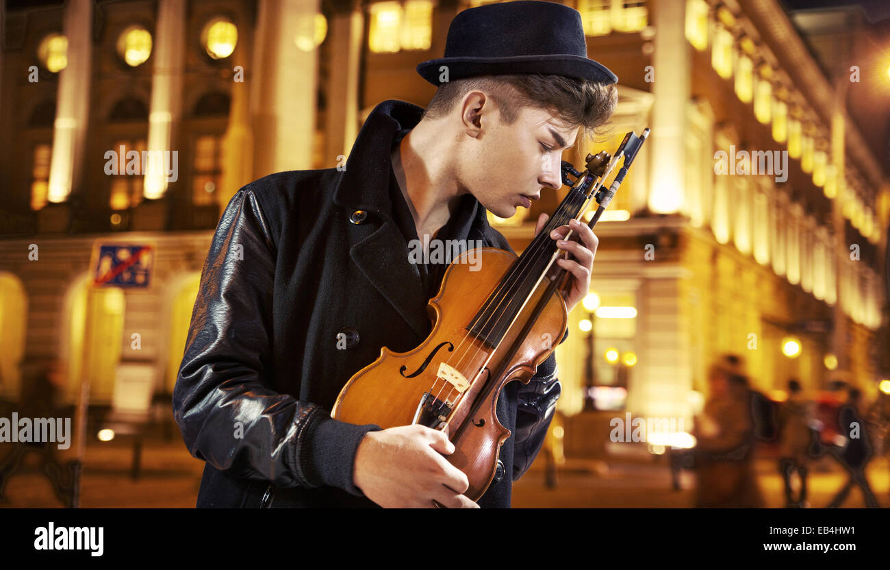 Colorful portrait of the young musician Stock Photo - Alamy
