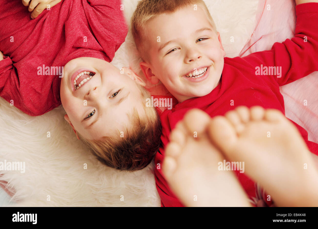 Portrait of two cute brothers Stock Photo - Alamy