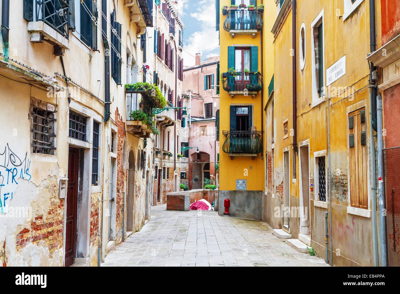 Old city street in Venice. Italy. Europe Stock Photo - Alamy