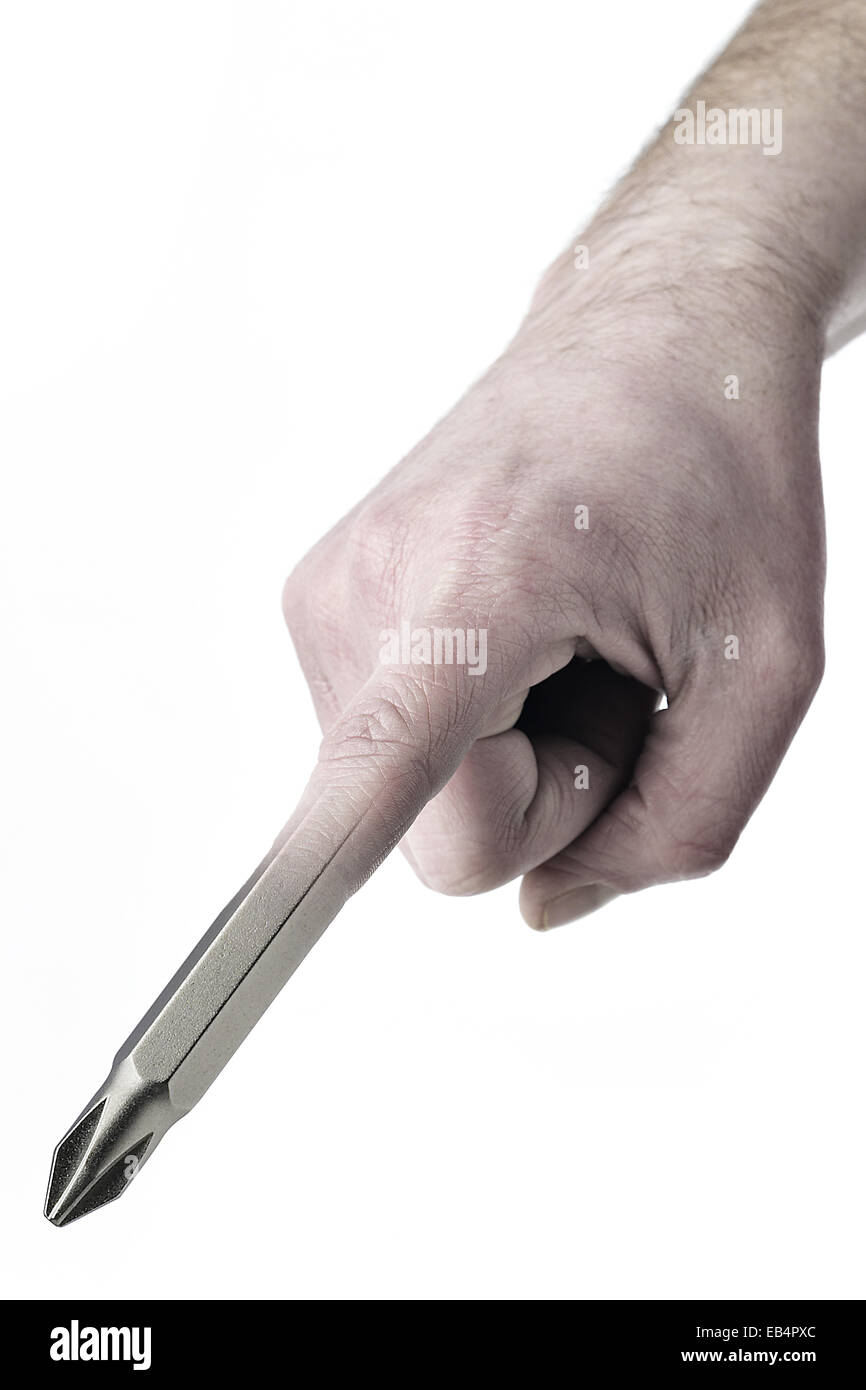 Finger uman screwdriver on white background Stock Photo - Alamy