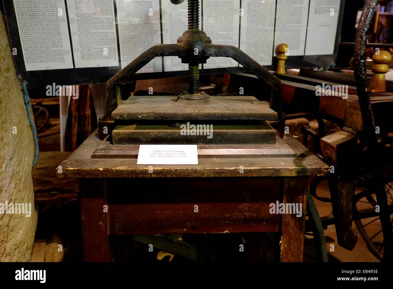 Early Victorian Letter Press on display inside the Mevagissey Museum ...