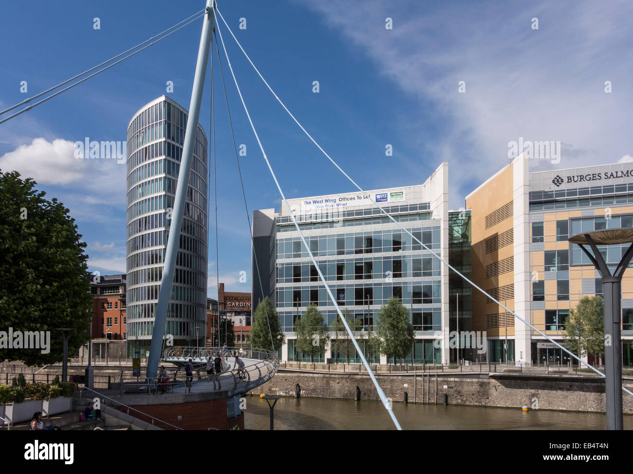 Valentine Bridge and The Eye building at Temple Quay, Bristol, UK Stock ...