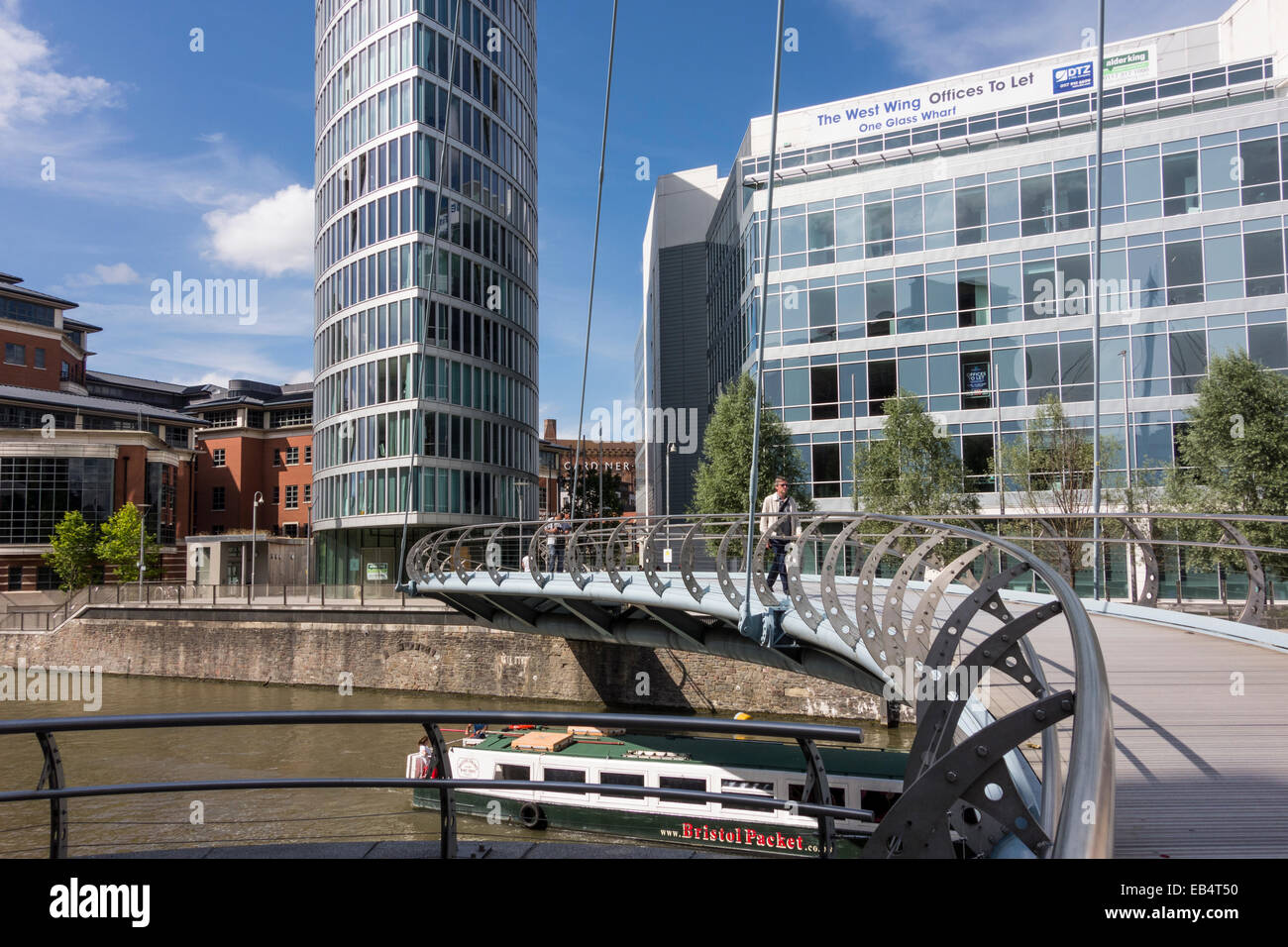 Valentine Bridge and The Eye building at Temple Quay, Bristol, UK Stock ...
