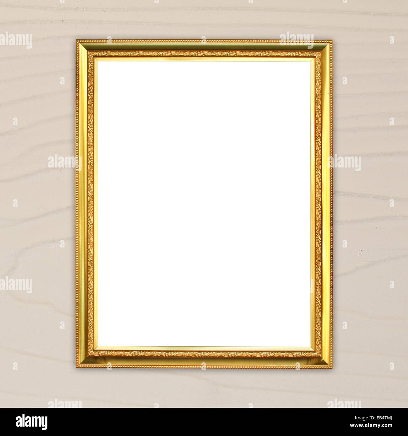 blank golden frame on wood wall background Stock Photo - Alamy