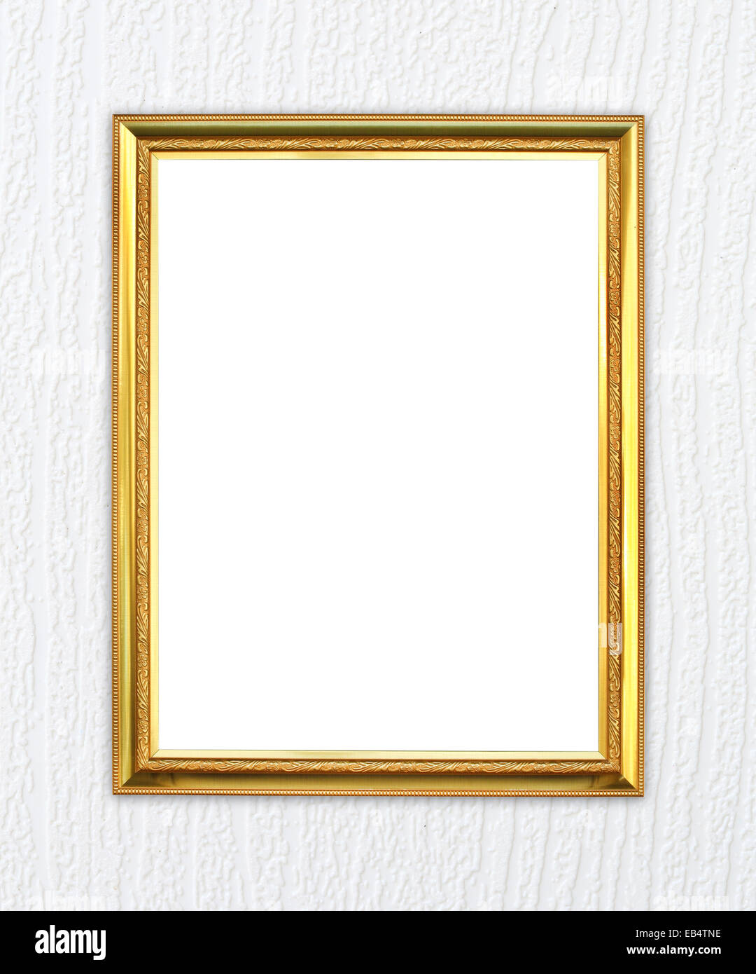 blank golden frame on wood wall background Stock Photo - Alamy