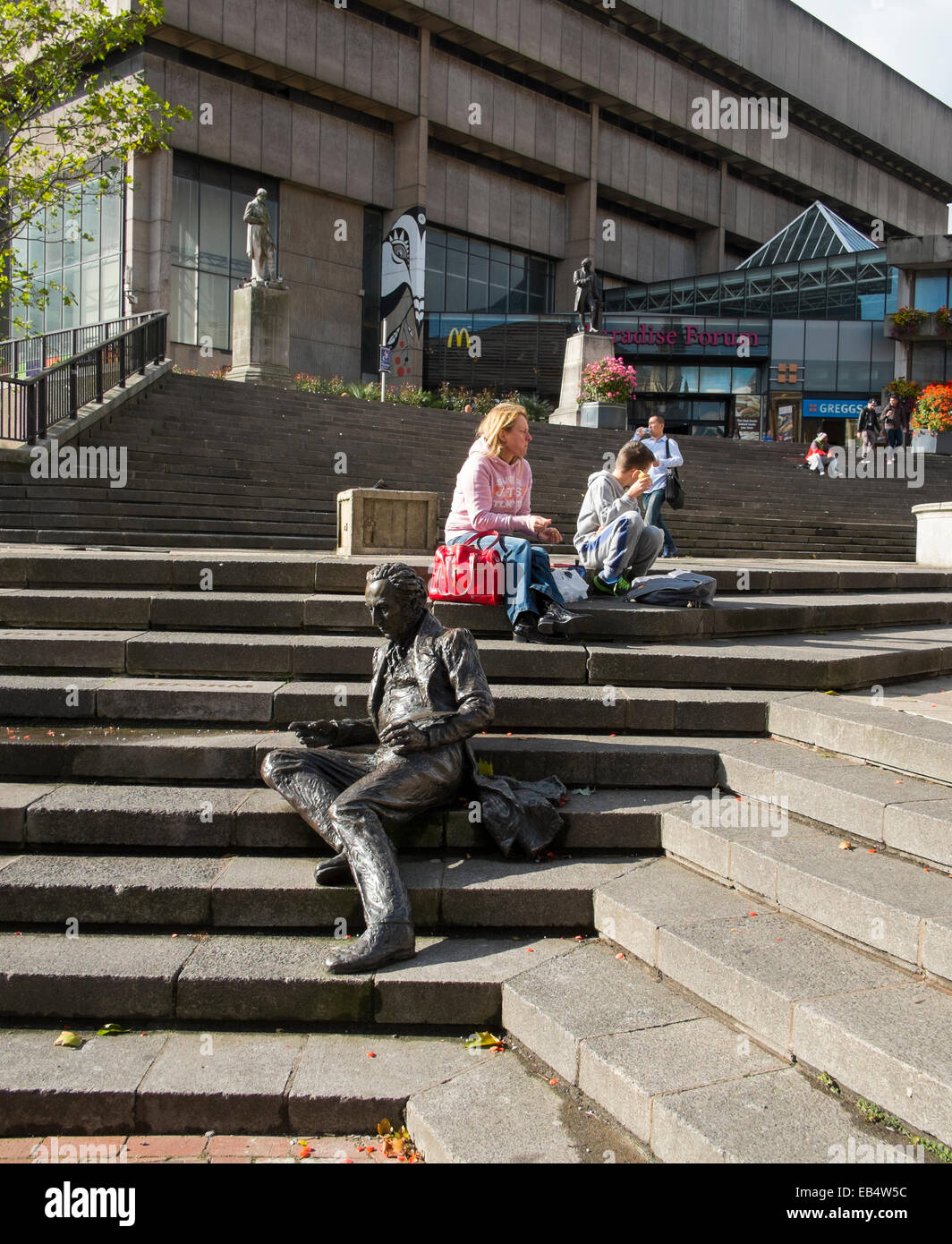 Bronze statue of Thomas Attwood on steps in Chamberlain Square ...