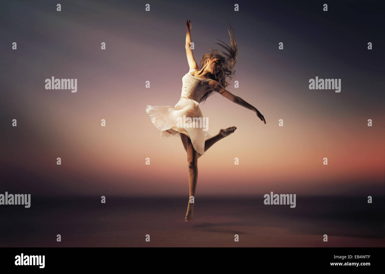 Romantic mood portrait of the jumping ballet dancer Stock Photo - Alamy