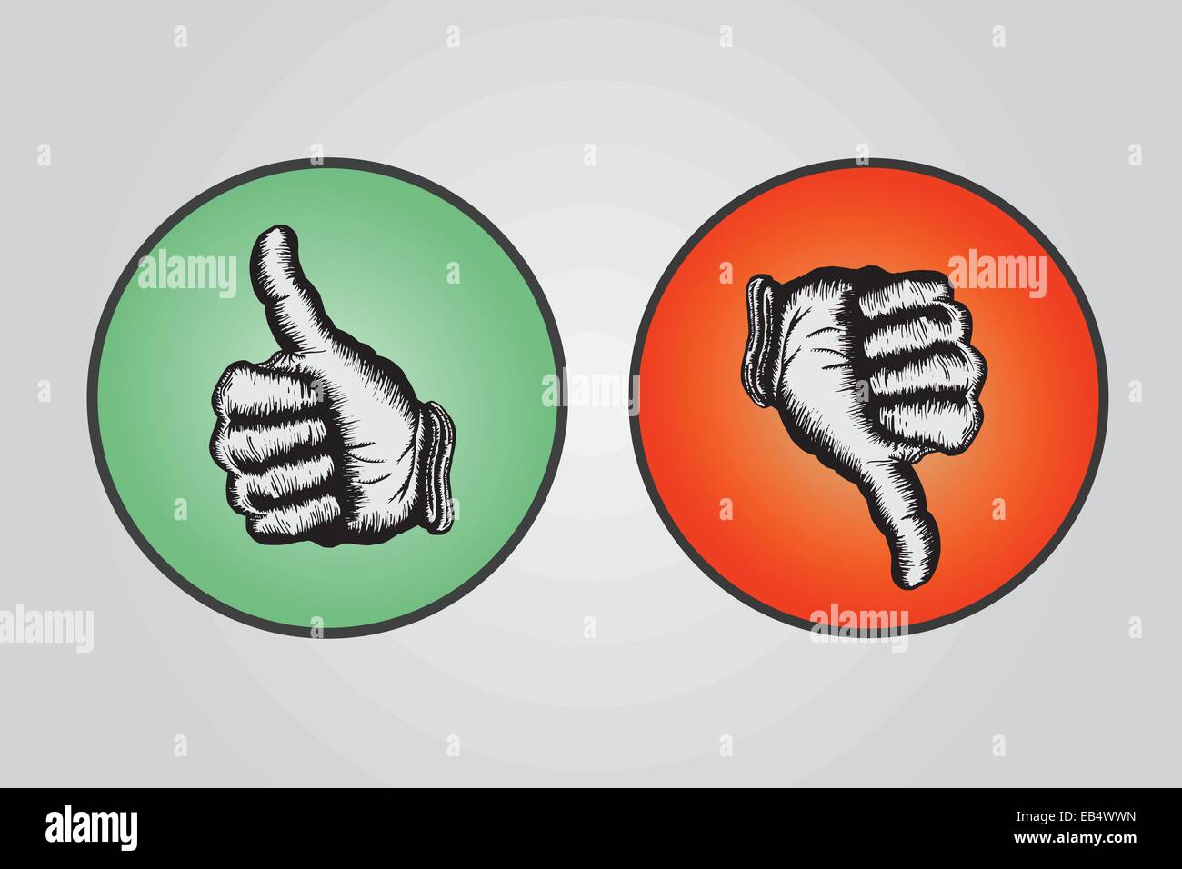 Thumbs up thumbs down illustration Stock Vector Images - Alamy