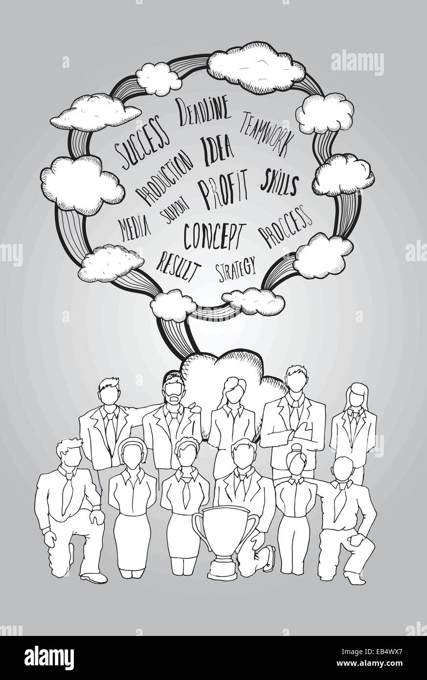 Teamwork concept with buzzwords and clouds Stock Vector Image & Art - Alamy