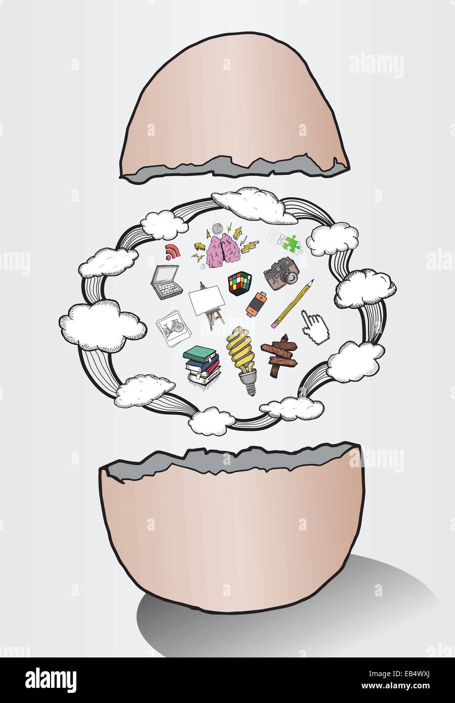 Egg hatching ideas illustration with clouds Stock Vector Image & Art ...