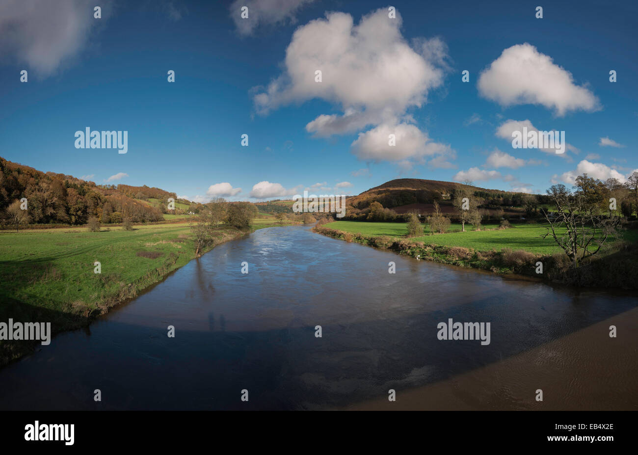 River Wye and Wye Valley taken from Bigsweir Bridge. THe river here is ...
