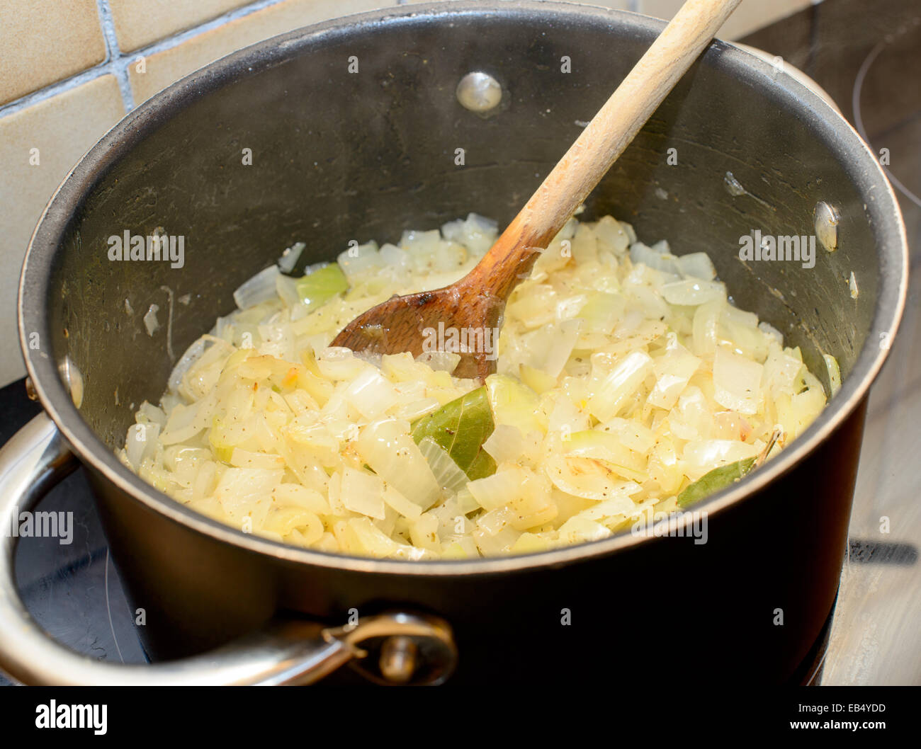Cooking fried onions in pan hi-res stock photography and images - Alamy