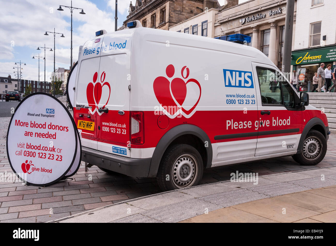 A van from NHS Blood donors trying to get more donors in Darlington ...