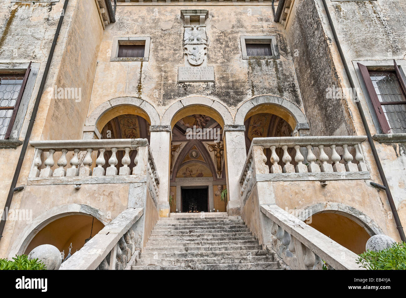 The facade of Villa Godi Malinverni (1537), Vicenza, Italy, among the ...