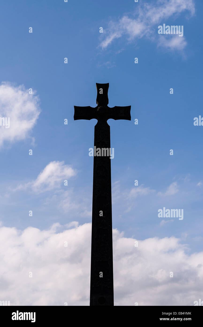 A cross outside Durham cathedral in Durham , England , Britain , Uk ...