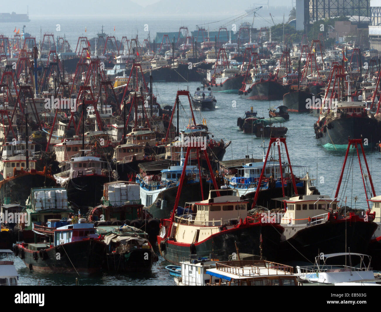 China Hong Kong Aberdeen Shelter harbour harbor Chinese Junk fishing ...