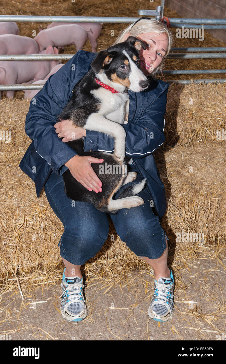 Holding a puppy at Hazel Brow Farm in the village of Low Row in ...
