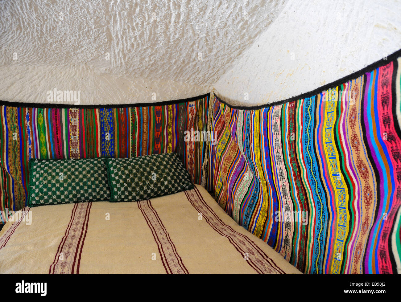 South of Tunisia, Matmata, interior of an ancient troglodyte cave ...