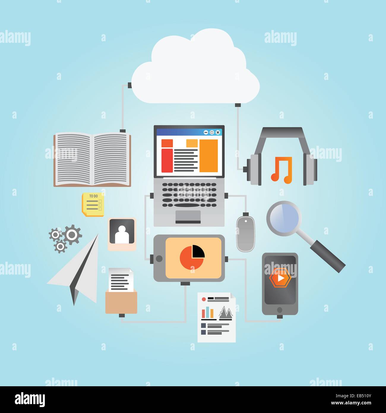 Media devices vector with cloud Stock Vector Image & Art - Alamy