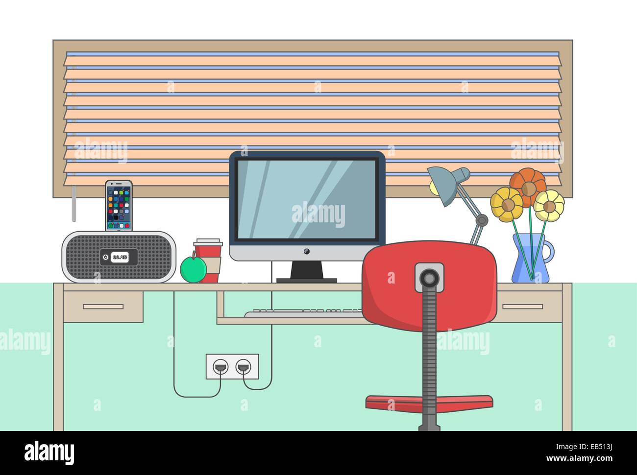 Desk in the window Stock Vector Images - Alamy