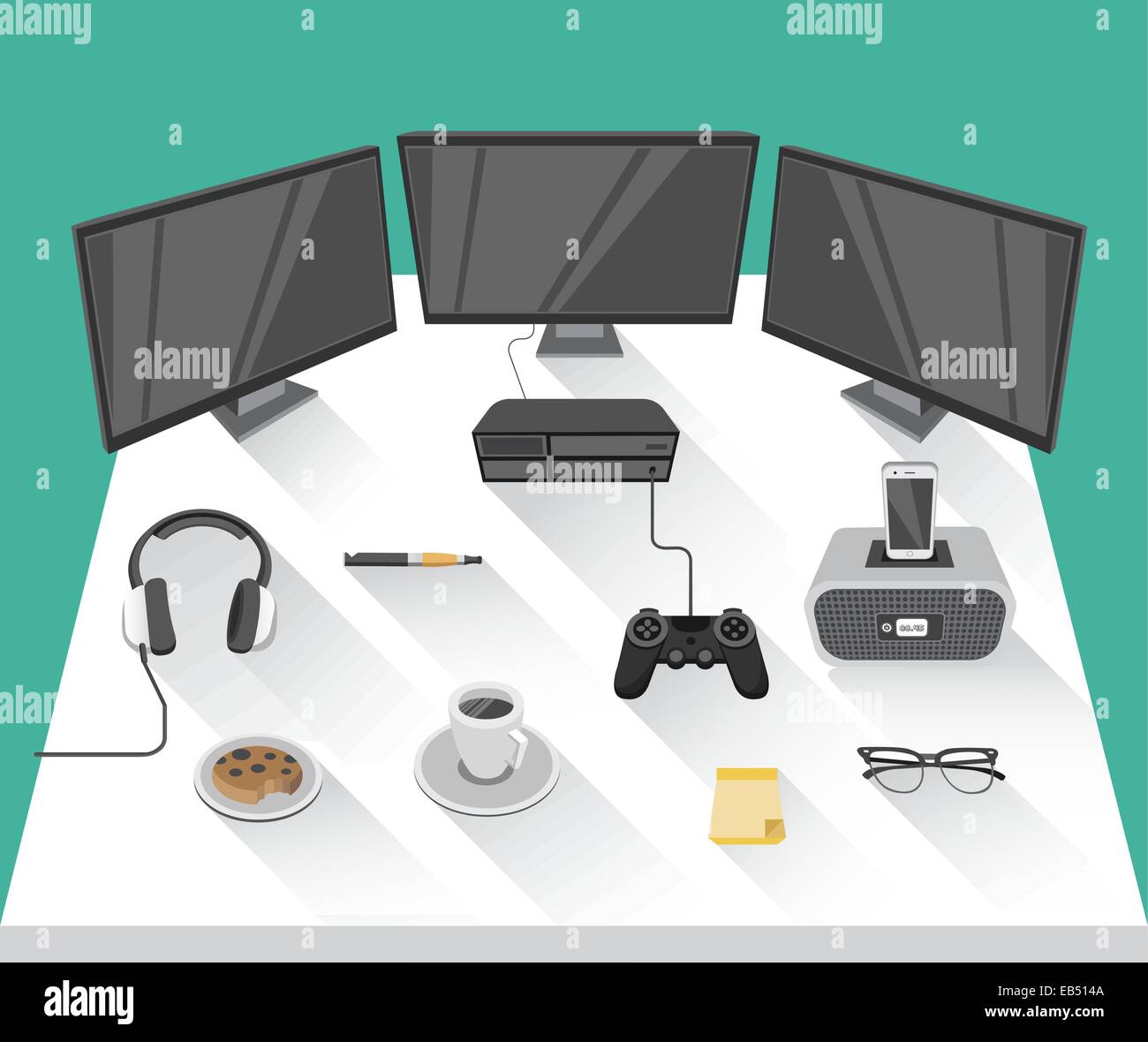 Desk with computer in office room Stock Vector Image & Art - Alamy