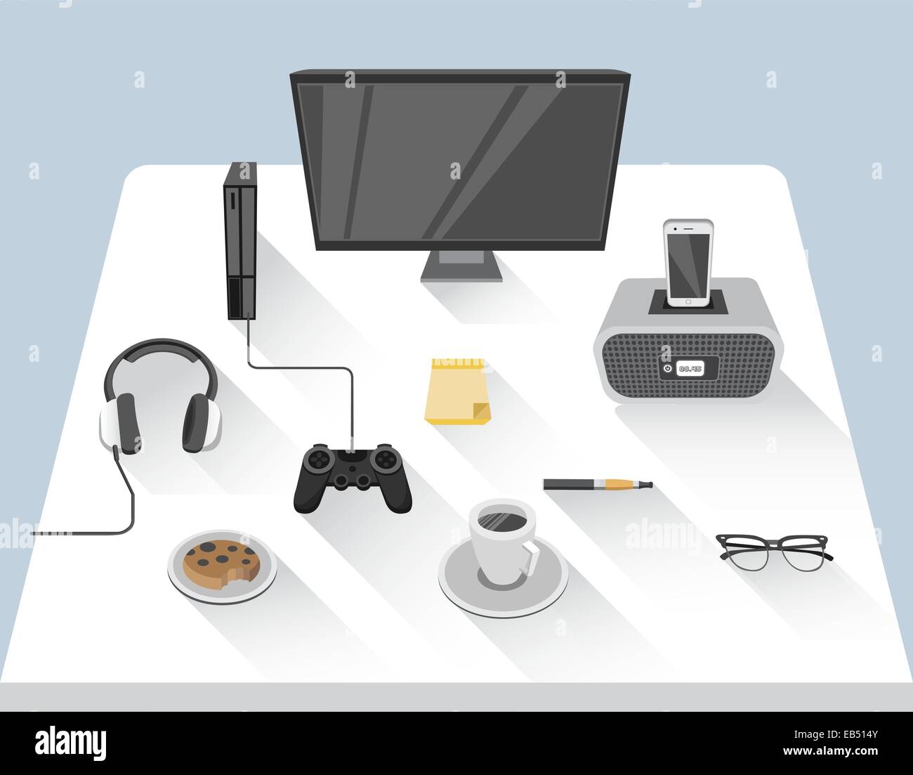 Desk with computer in office room Stock Vector Image & Art - Alamy