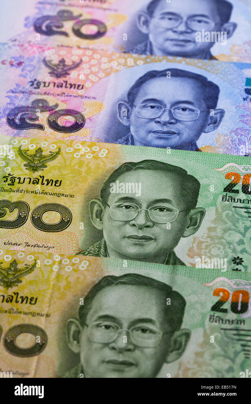 Different Thai Bath banknotes from Thailand Stock Photo - Alamy