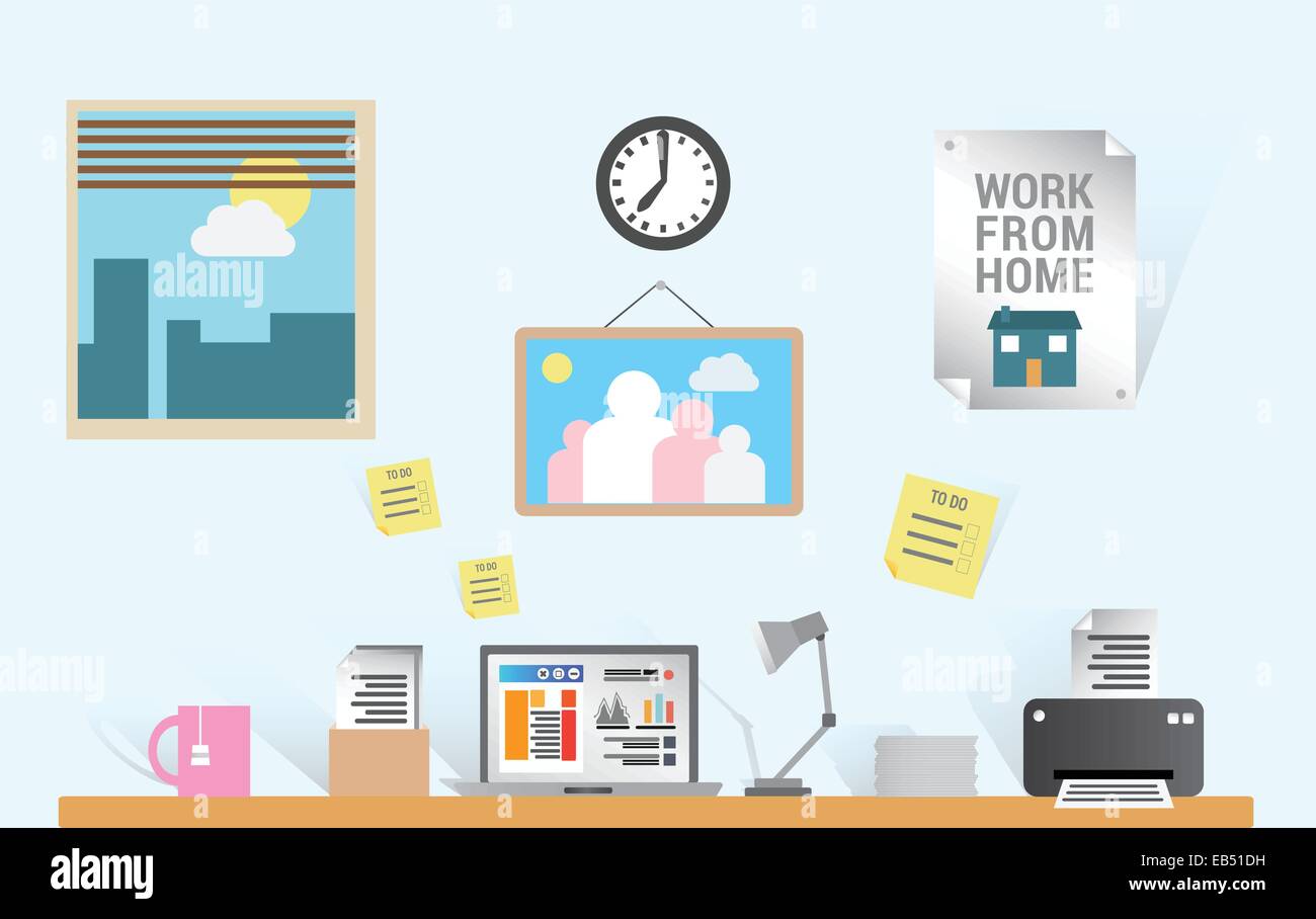 Working from home vector Stock Vector Image & Art - Alamy