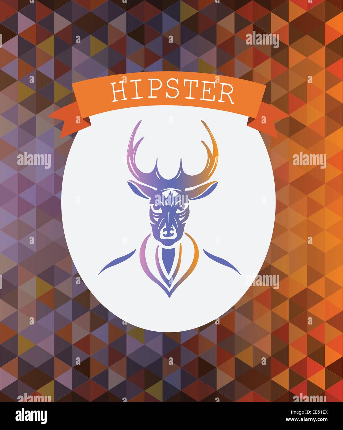 Hipster badge with stag and banner Stock Vector Image & Art - Alamy