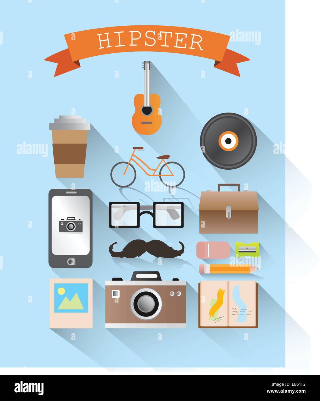 Hipster banner with various icons Stock Vector Image & Art - Alamy